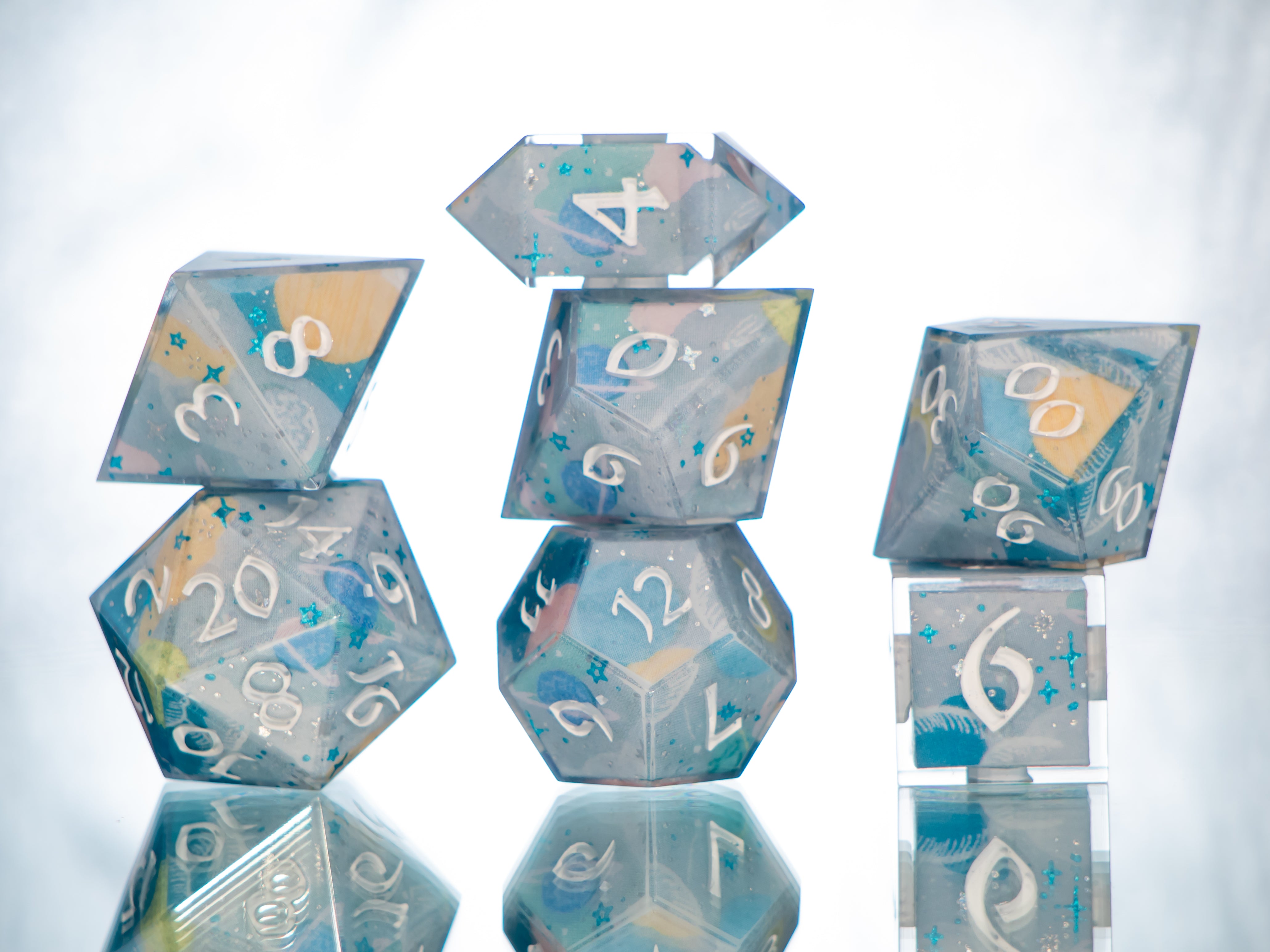 Pastel Planets - 7 Piece Handmade Resin Dice – Color Spray Creations